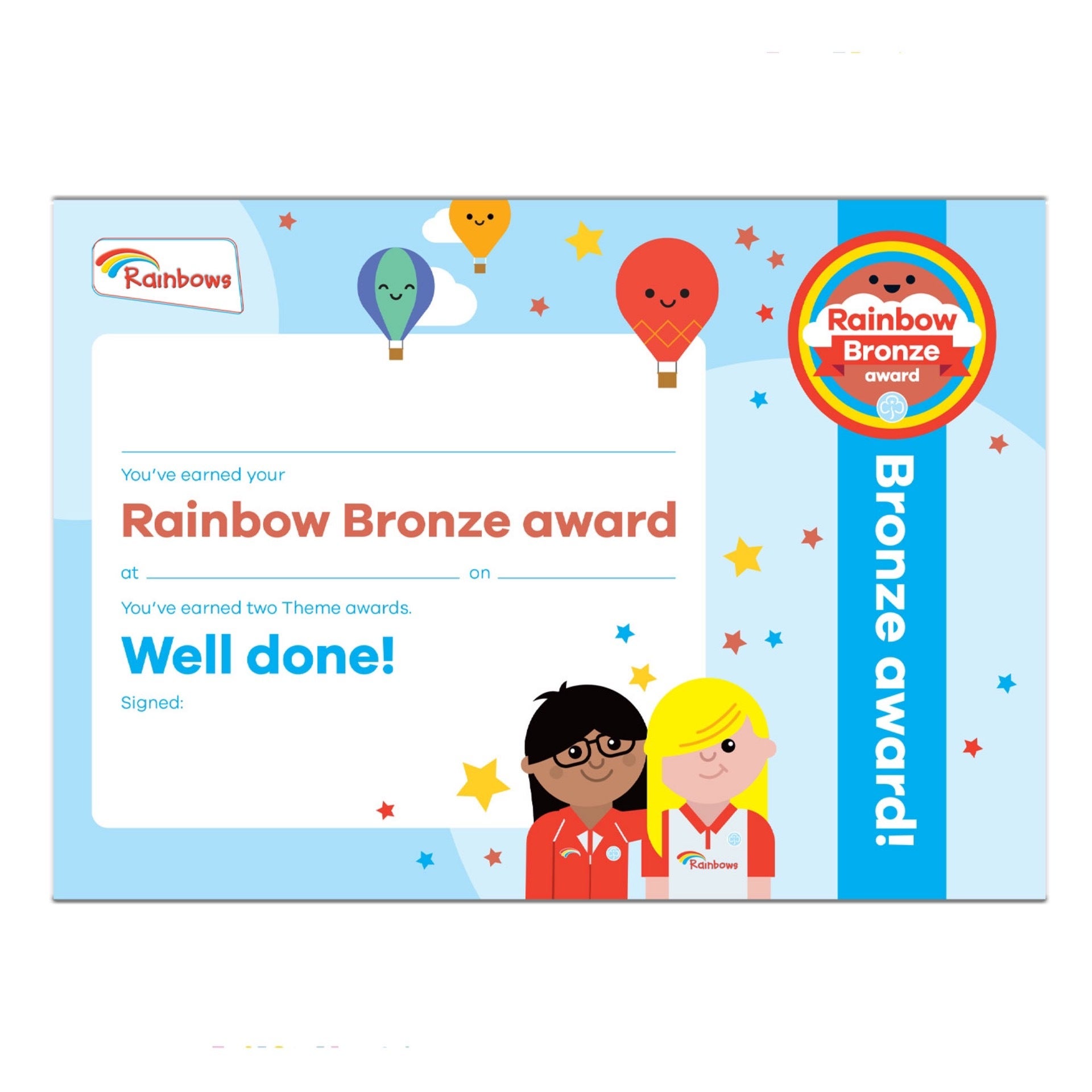 Bronze Award Certificate - Rainbow | Girlguiding Tay and Ochils
